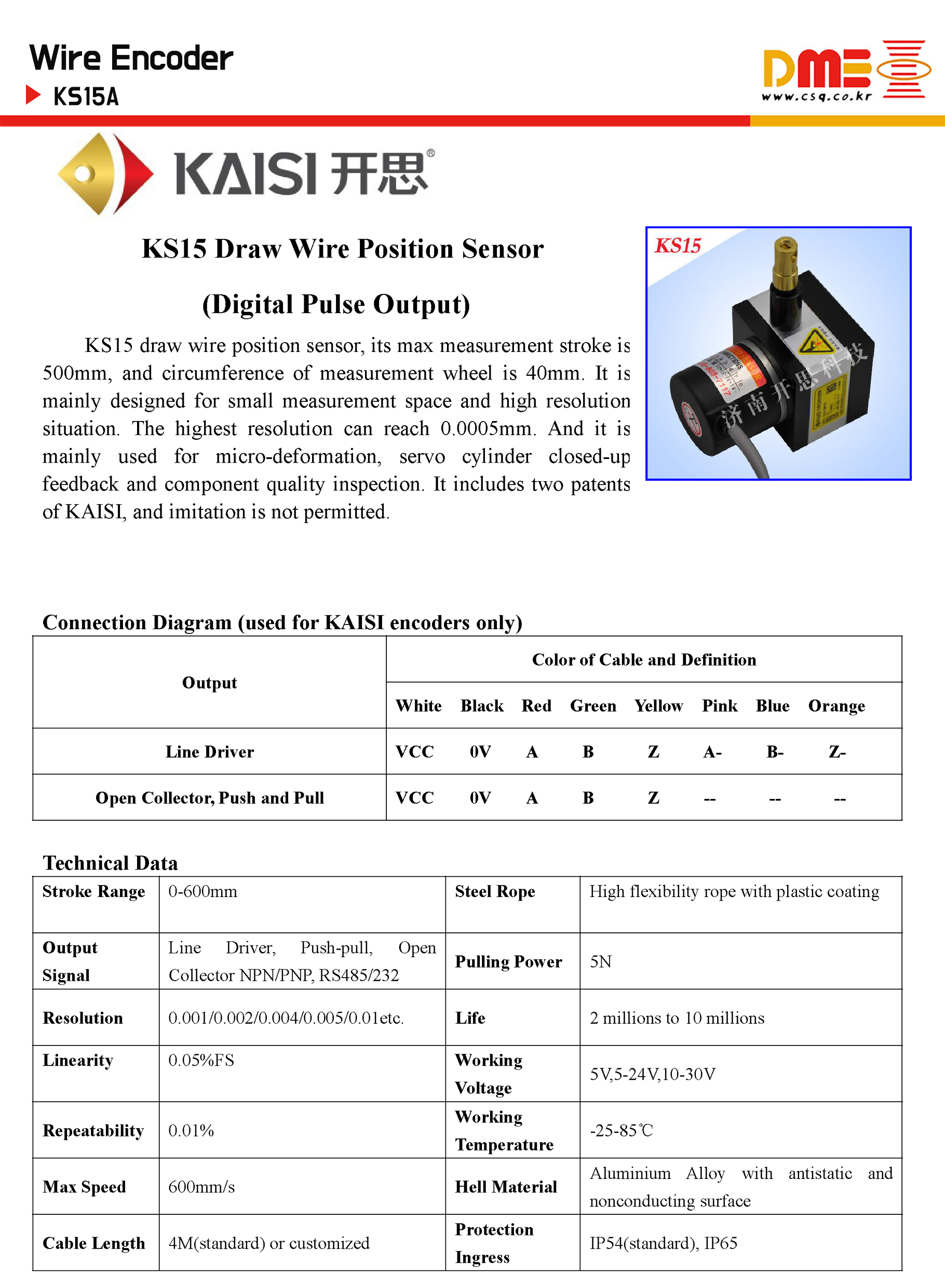 (KS15A, 0~400mm) Analog,Draw Wire Displacement Sensor Wire Potencial ...