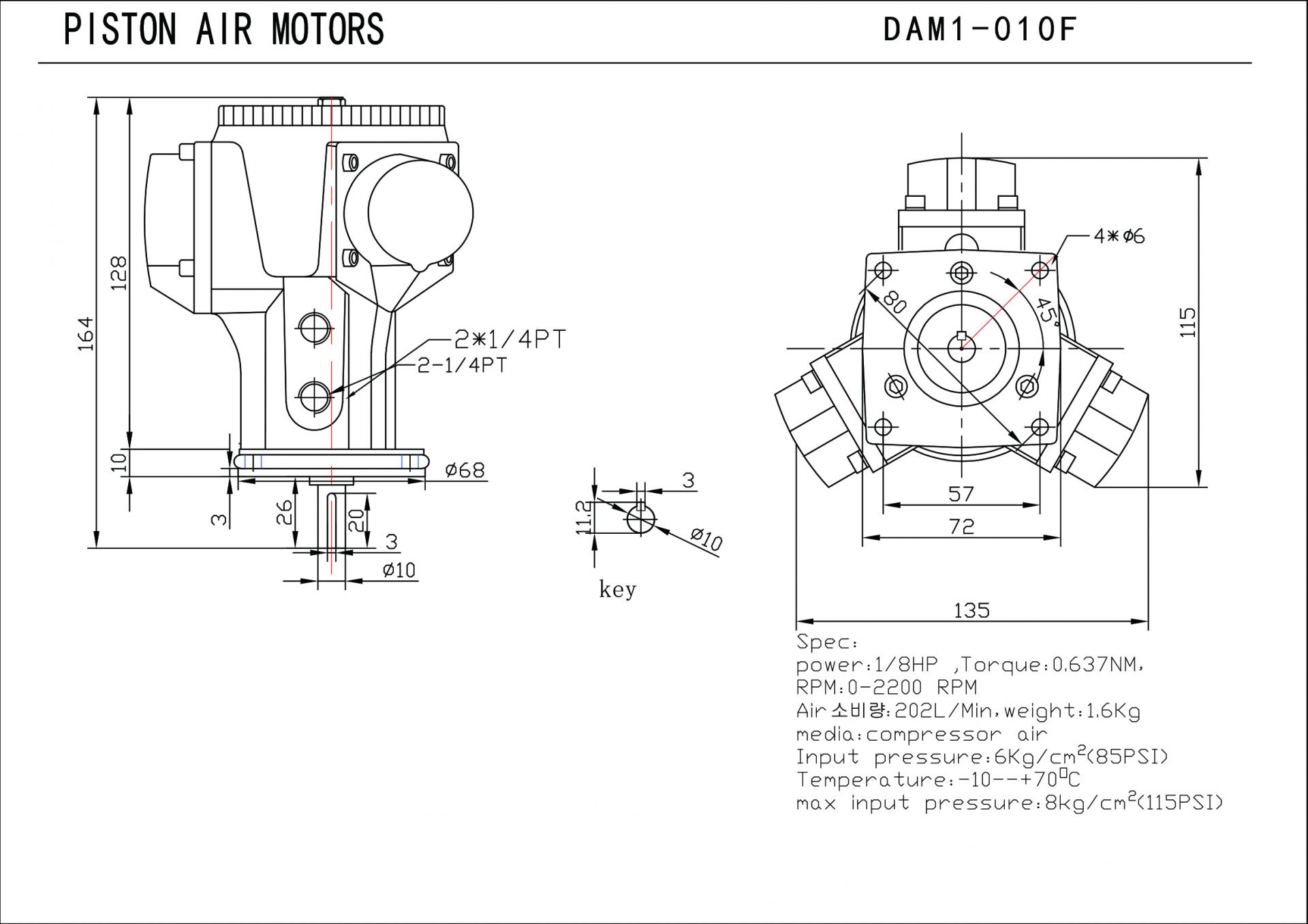 TAM4-010(DAM1) TAM4-015(DAM3) TAM4-030(DAM5) TAIYO Piston Air Motor ...