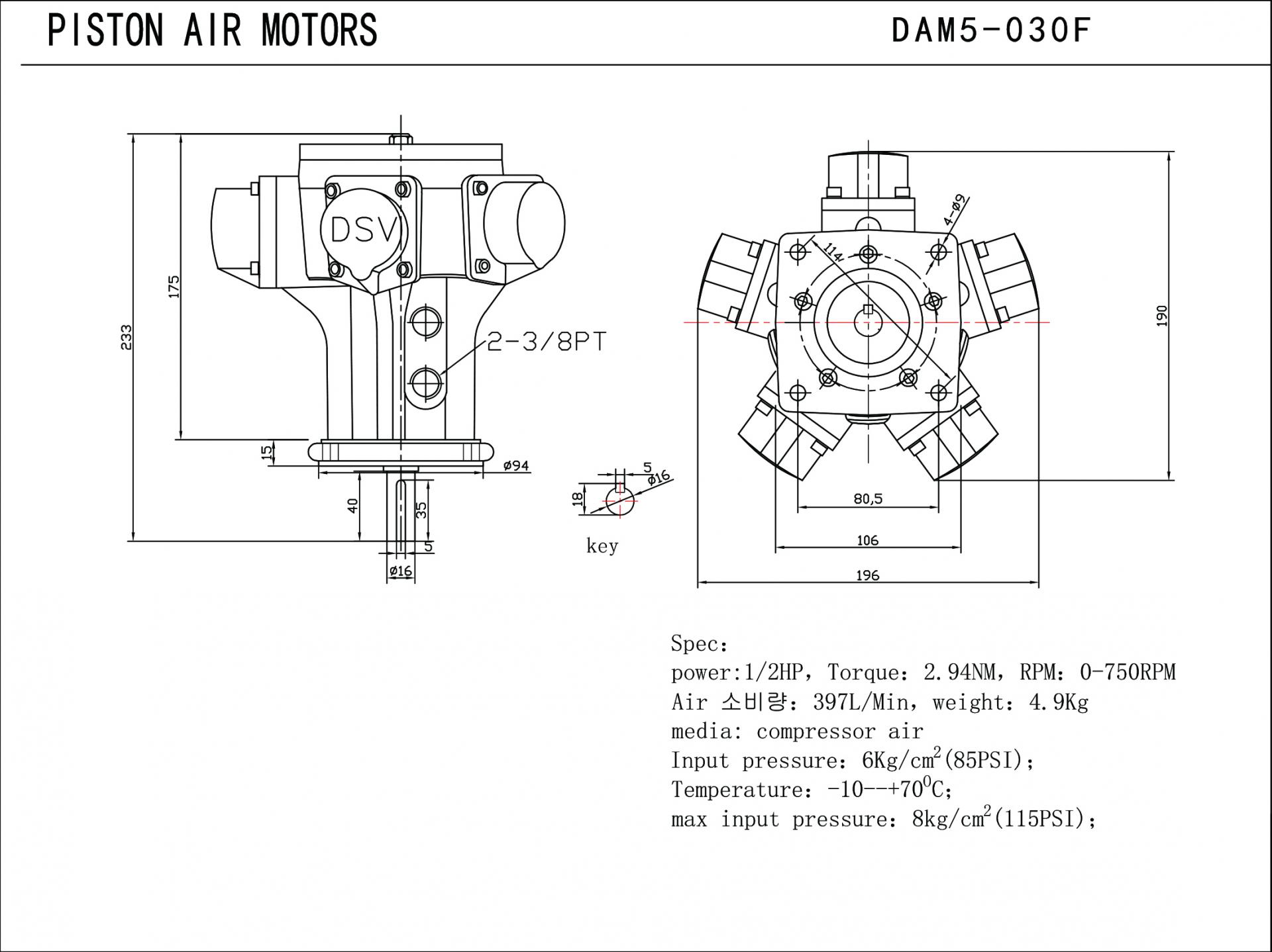 TAM4-010(DAM1) TAM4-015(DAM3) TAM4-030(DAM5) TAIYO Piston Air Motor ...