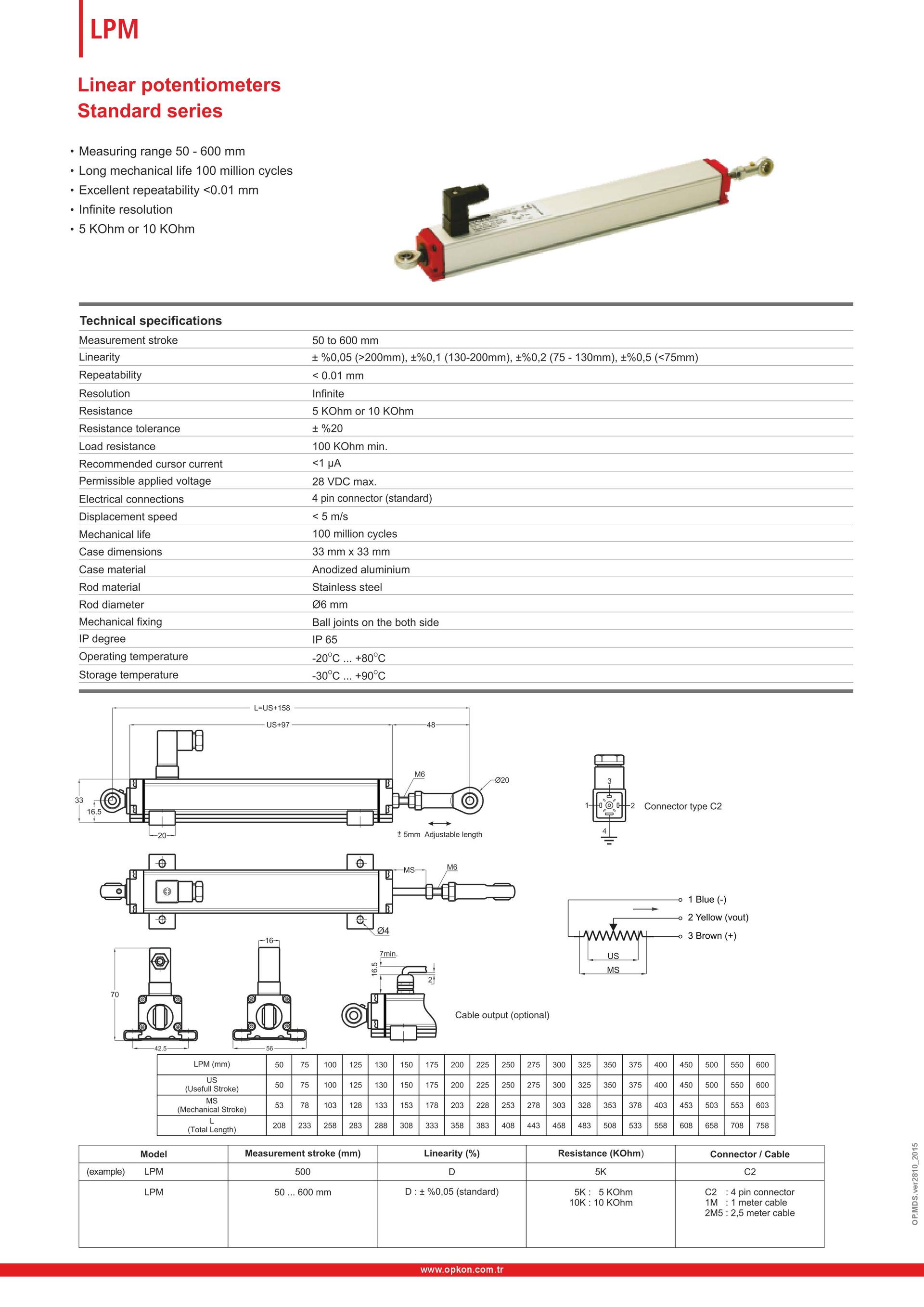 RPM(same LPM) Linear potentiometer Standard Type 리니어 포텐쇼메타 Position ...