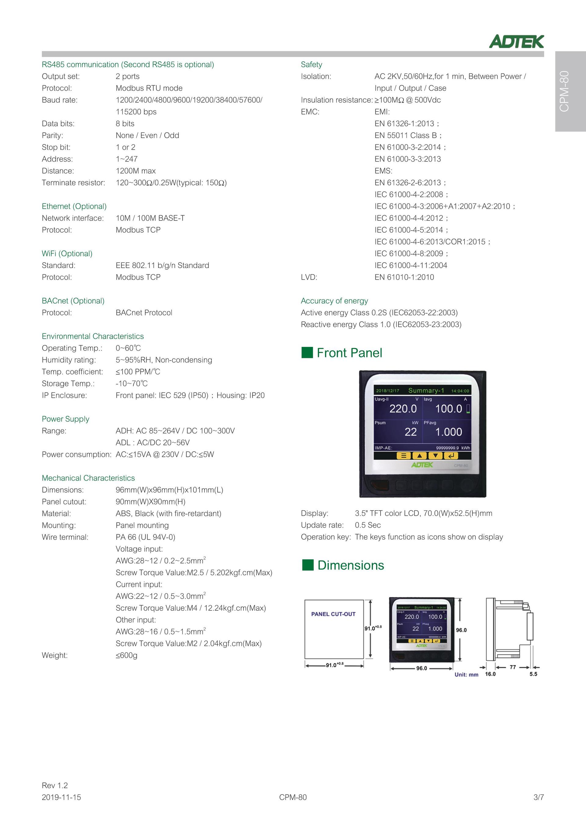 CPM-80 CPM-83 CPM-85 CPM-87 LCD Multifunction Power Analyer(Panel type) (판넬타입)다기능전력계 (판넬타입)다기능 ...