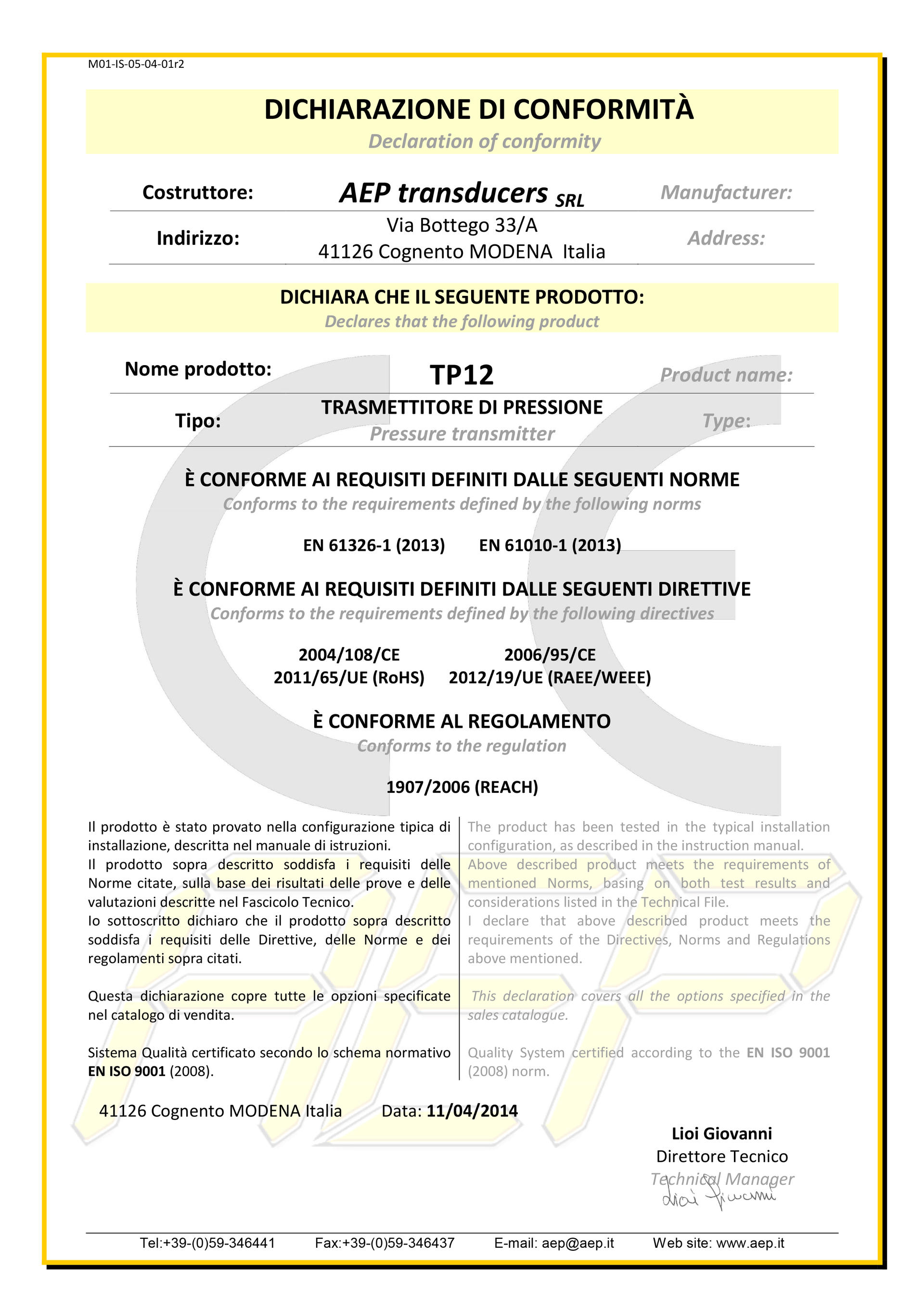 TP12(TP12-BL)(TP12-BE)(TP12-BC) Pressure Transducers Pressure ...