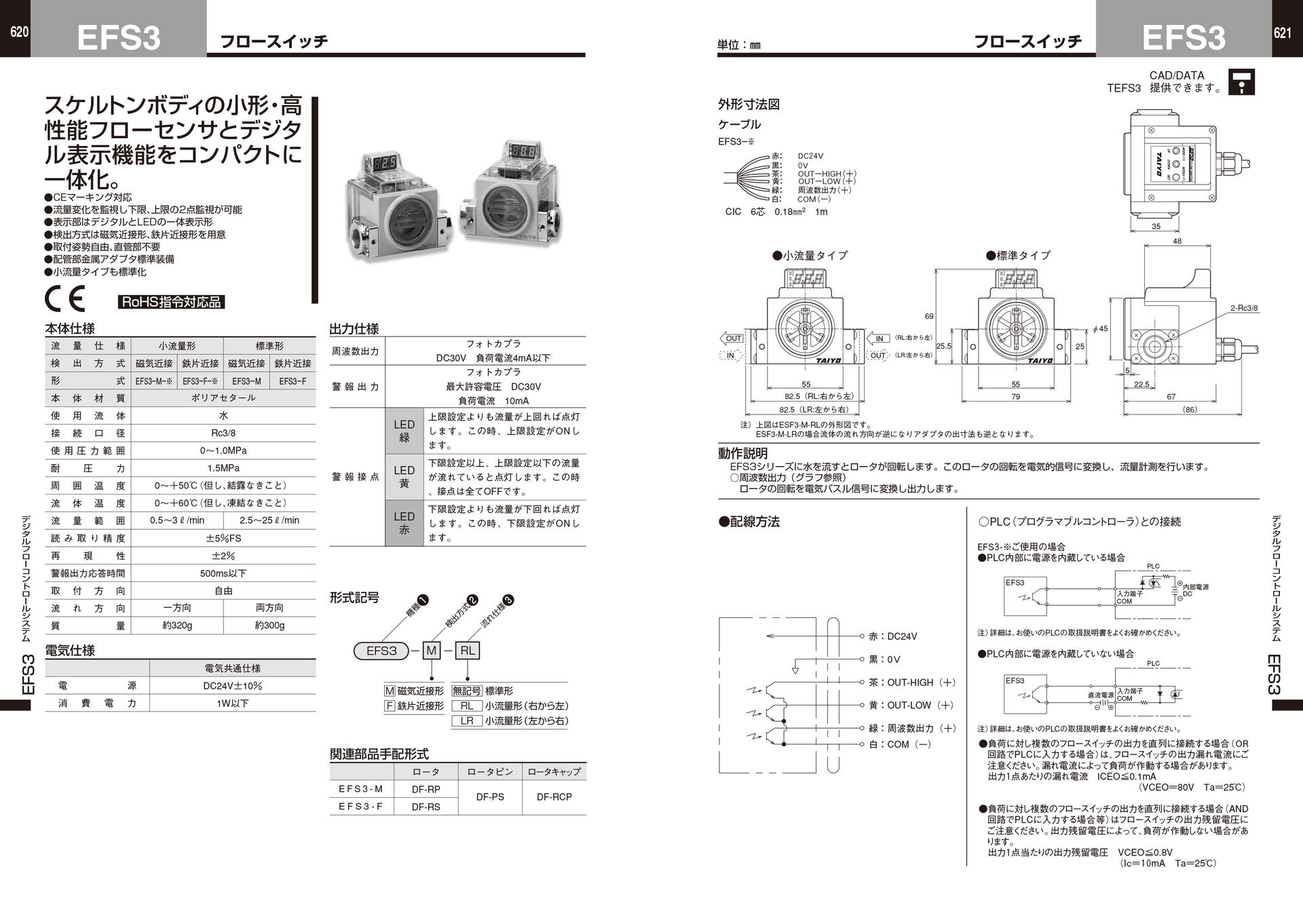 EFS3 EFS2 Flow Switch 플로우 스위치 유량 스위치 유량계 (Taiyo) : 대아기전(주)
