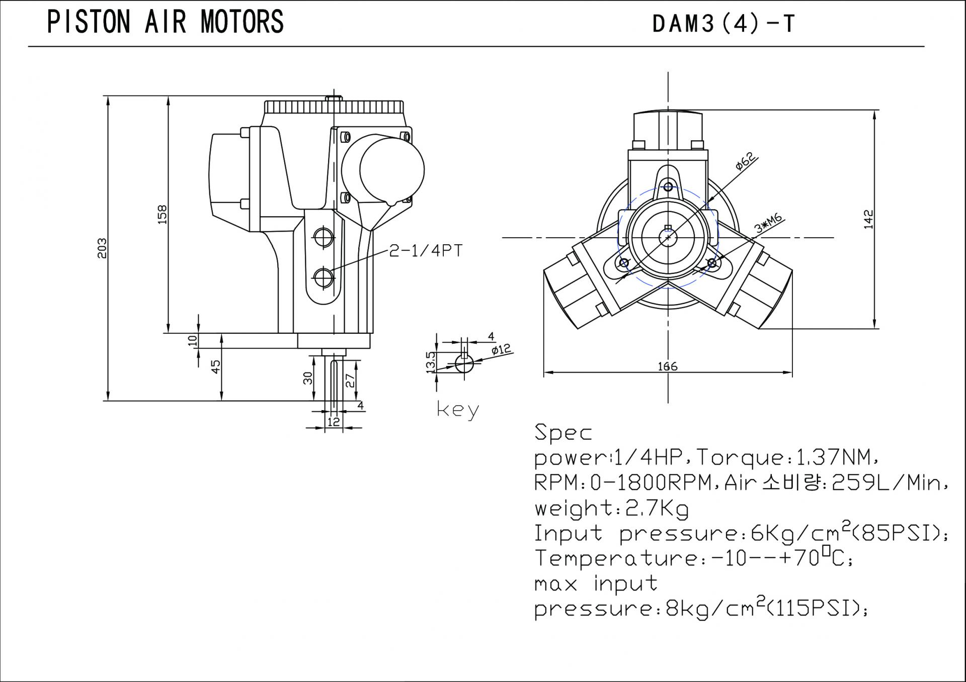 TAM4-010(DAM1) TAM4-015(DAM3) TAM4-030(DAM5) TAIYO Piston Air Motor ...