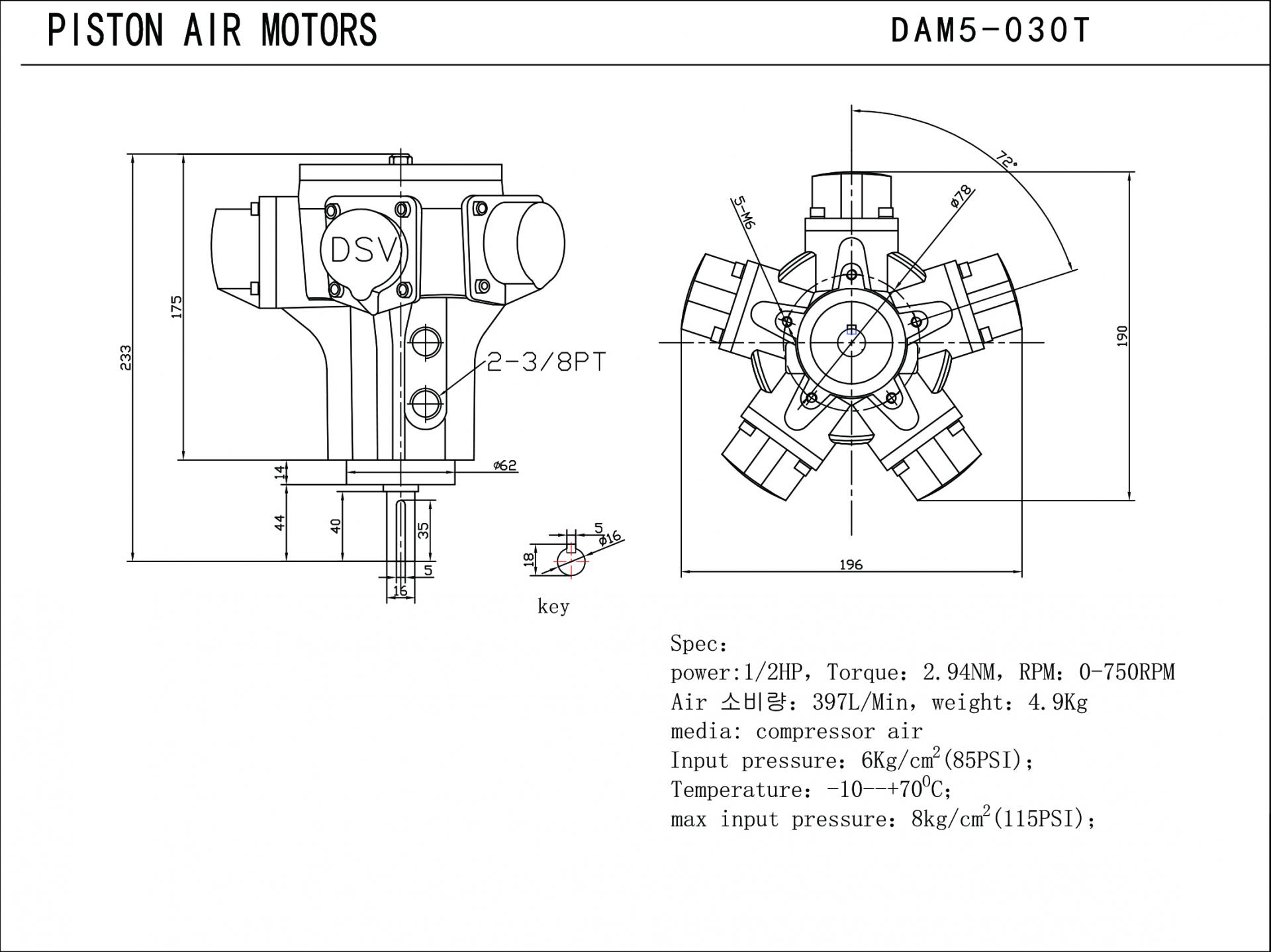 TAM4-010(DAM1) TAM4-015(DAM3) TAM4-030(DAM5) TAIYO Piston Air Motor ...