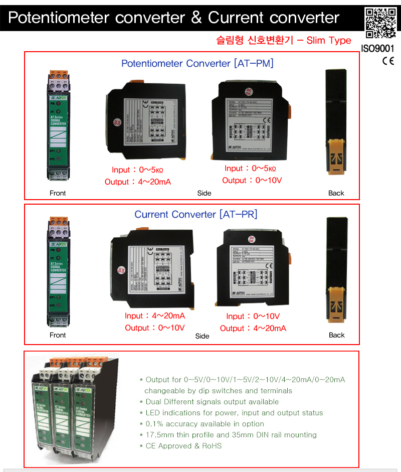 ATVA ATPR ATTR ATTC ATPM ATRS ATSG Converter Isolatert (dual output)신호 ...