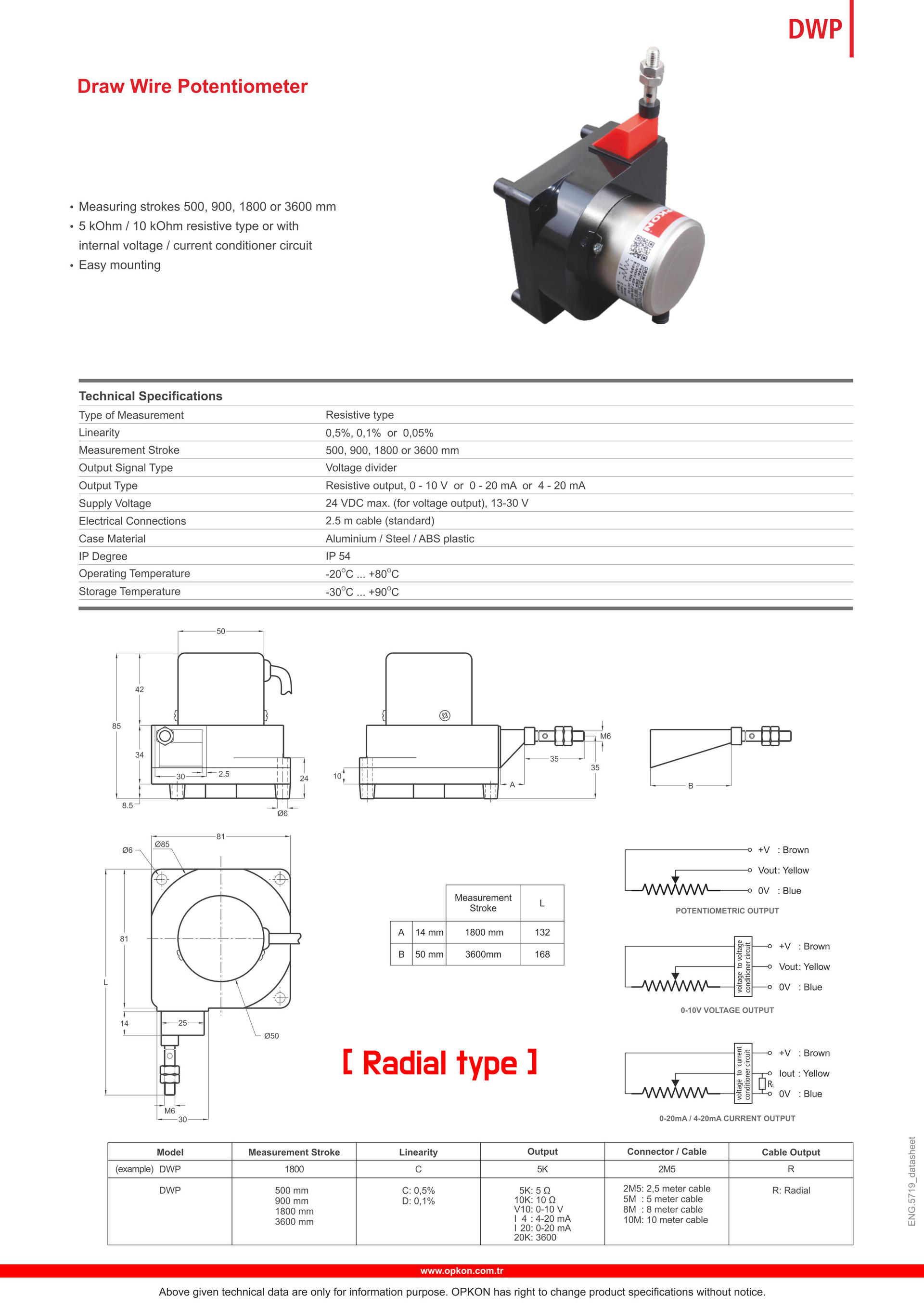 DWP-900 DWP-1800 DWP-3600 Draw wire Position meter 와이어포텐션 메타 가변저항 포텐션미터 ...