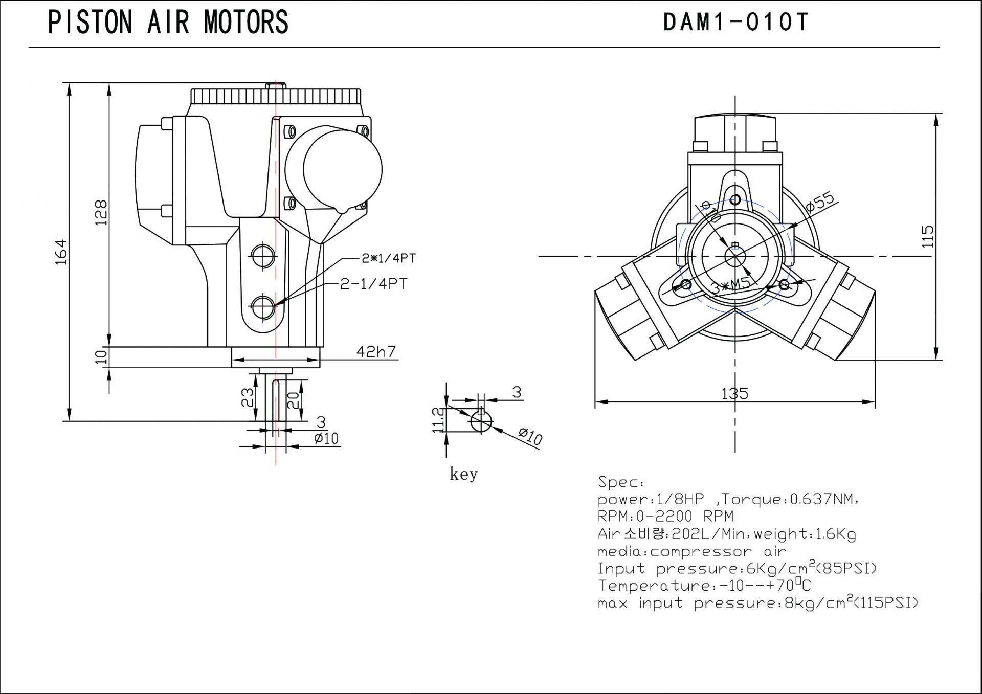 TAM4-010(DAM1) TAM4-015(DAM3) TAM4-030(DAM5) TAIYO Piston Air Motor ...