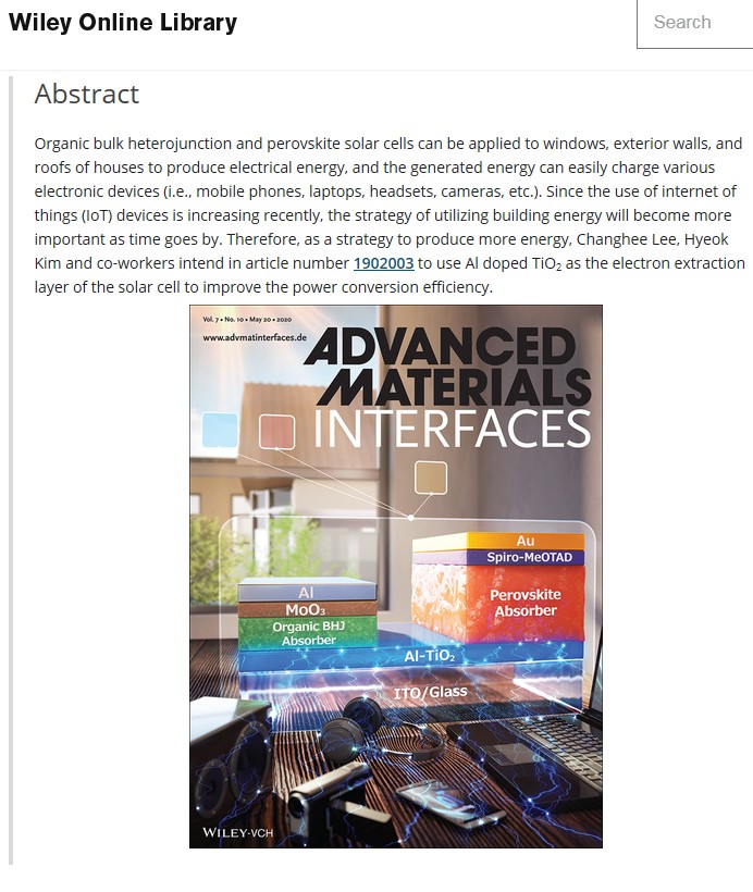 Wiley_ADVANCED MATERIALS INTERFACES : Publishing News