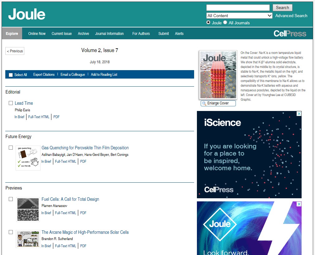 Cell Press_Joule : Publishing News
