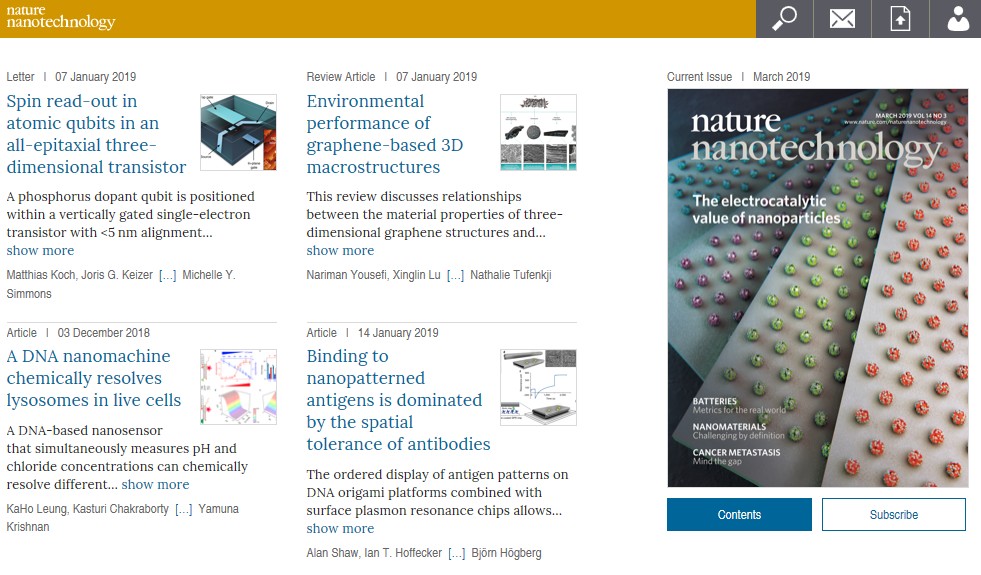 Nature Nanotechnology : Publishing News