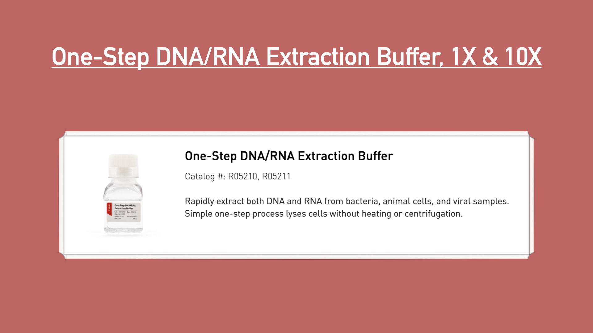 (단종됨) Chai One-Step DNA/RNA Extraction Buffer, 1X & 10X : 이앤씨바이오