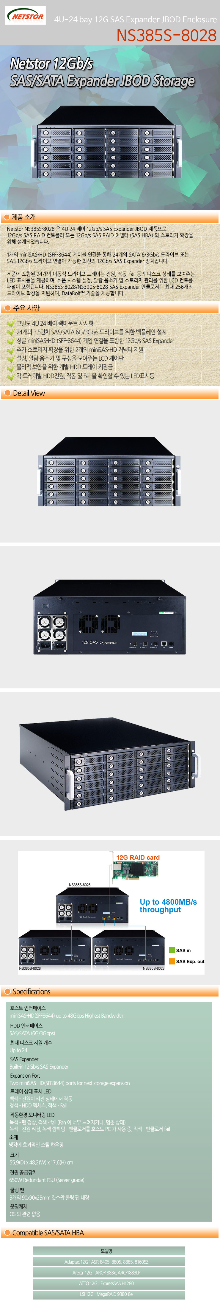 4U-24 bay 12G SAS Expander JBOD NS385S-8028 : 라스코
