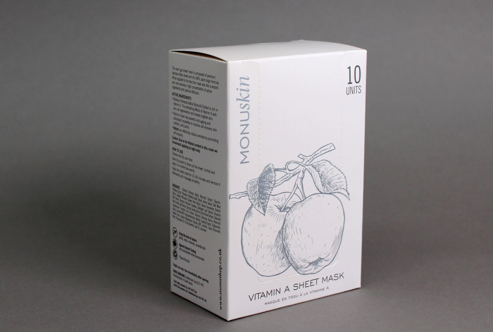 화장품 마스크팩단상자 제작 : 영국 브랜드 모누스킨(MONUSKIN) : 박스메이커스|팩토리엠 - 박스제작 전문업체