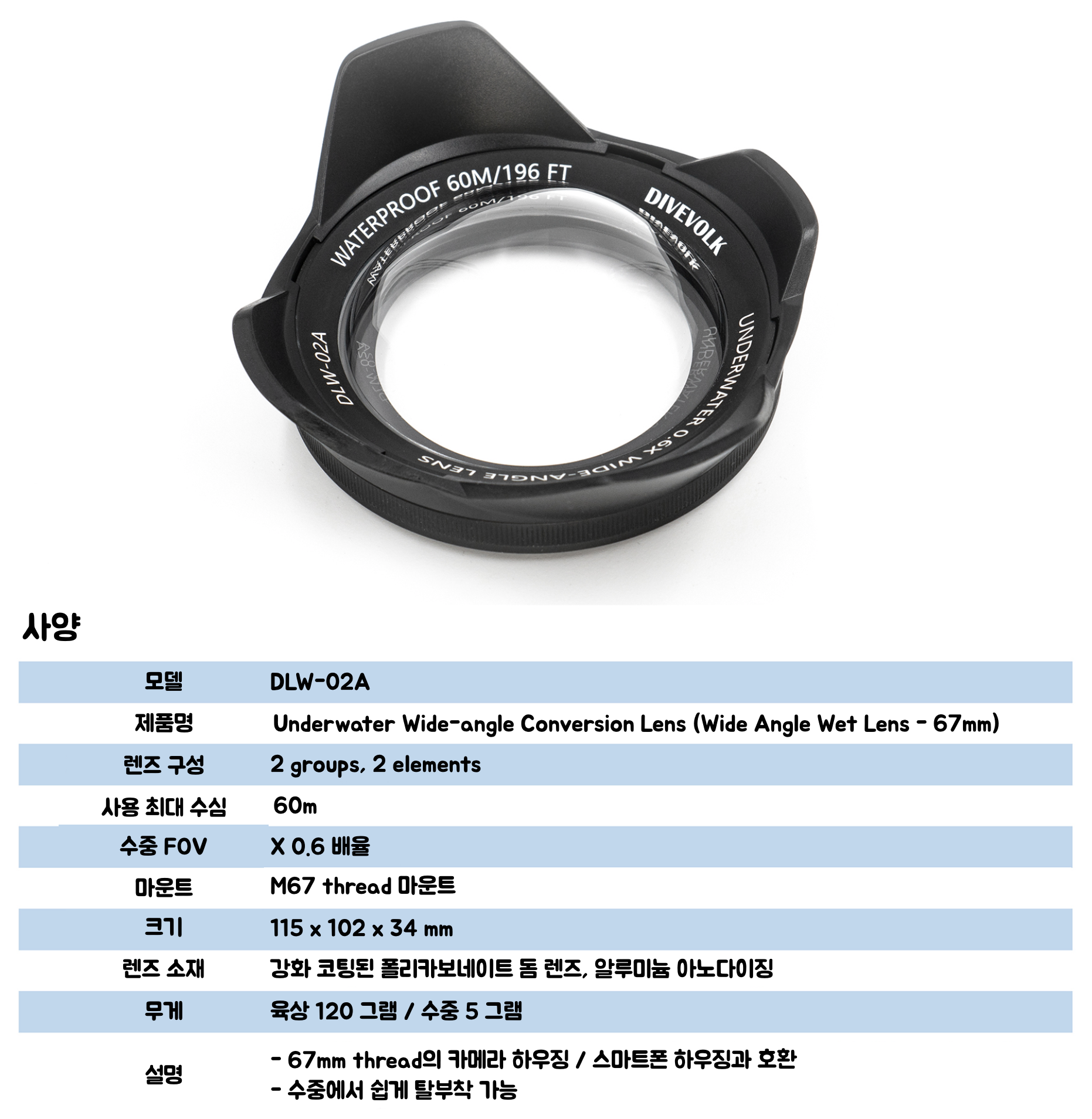 Wide Angle Wet Lens - 67mm : Tech Korea