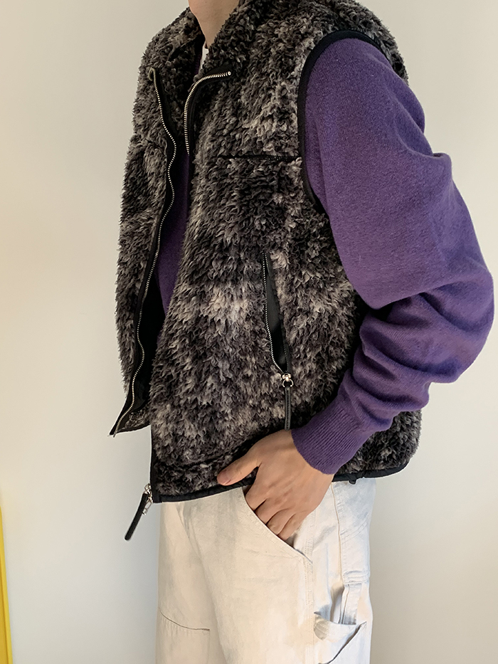 22aw "OLD JOE BRAND" Arabesque Pile Vest Black : lilisun