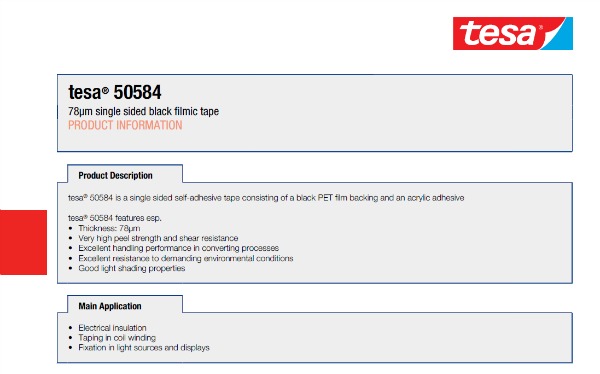 TESA #50584 PET블랙테이프(0.078mm) : (주)코어텍