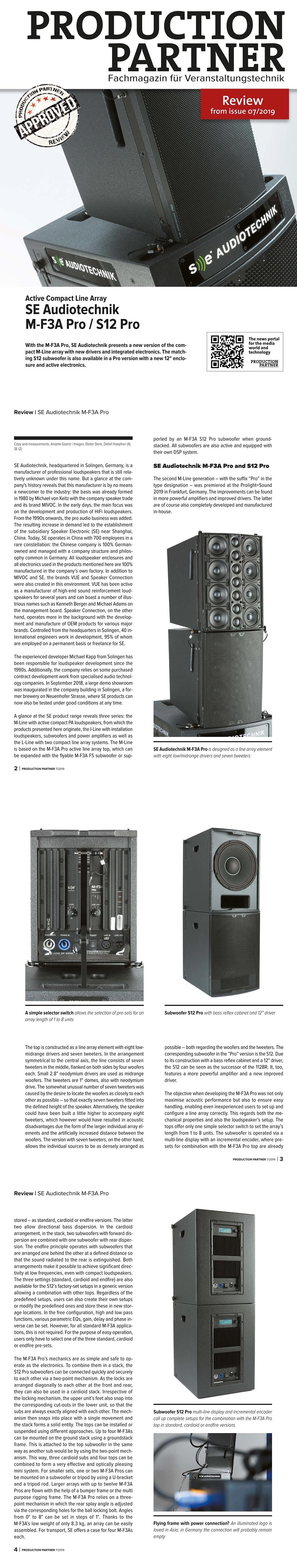 Active compact line array SE Audiotechnik M-F3A Pro/S12 Pro from ...