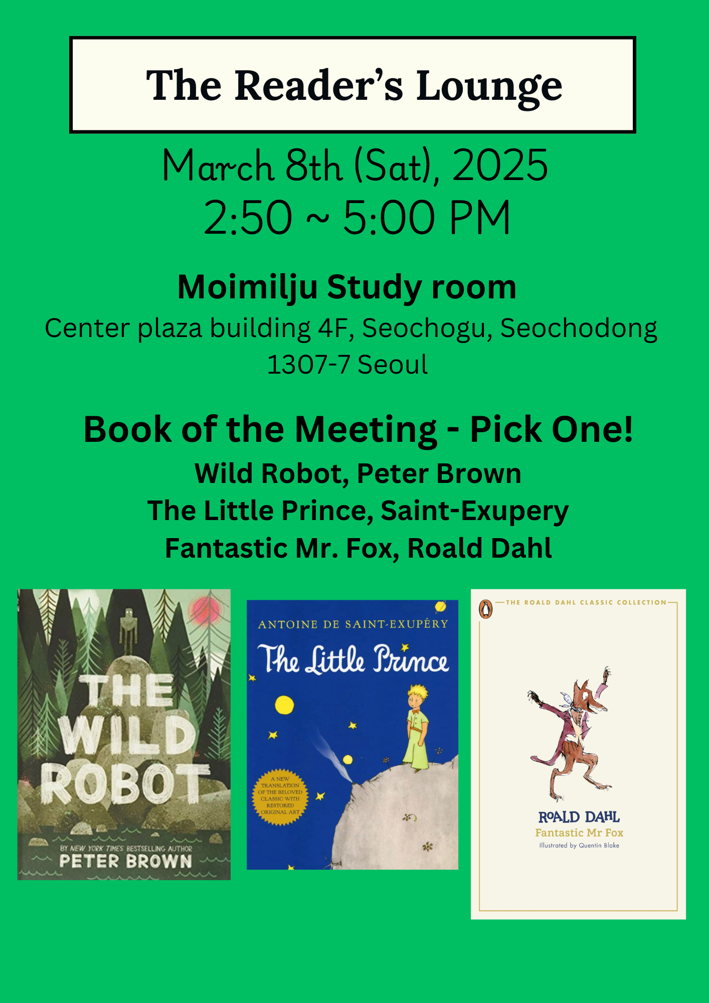 [Th Reader’s Lounge] English Book Toastmasters_March Meeting : Bulletin Board