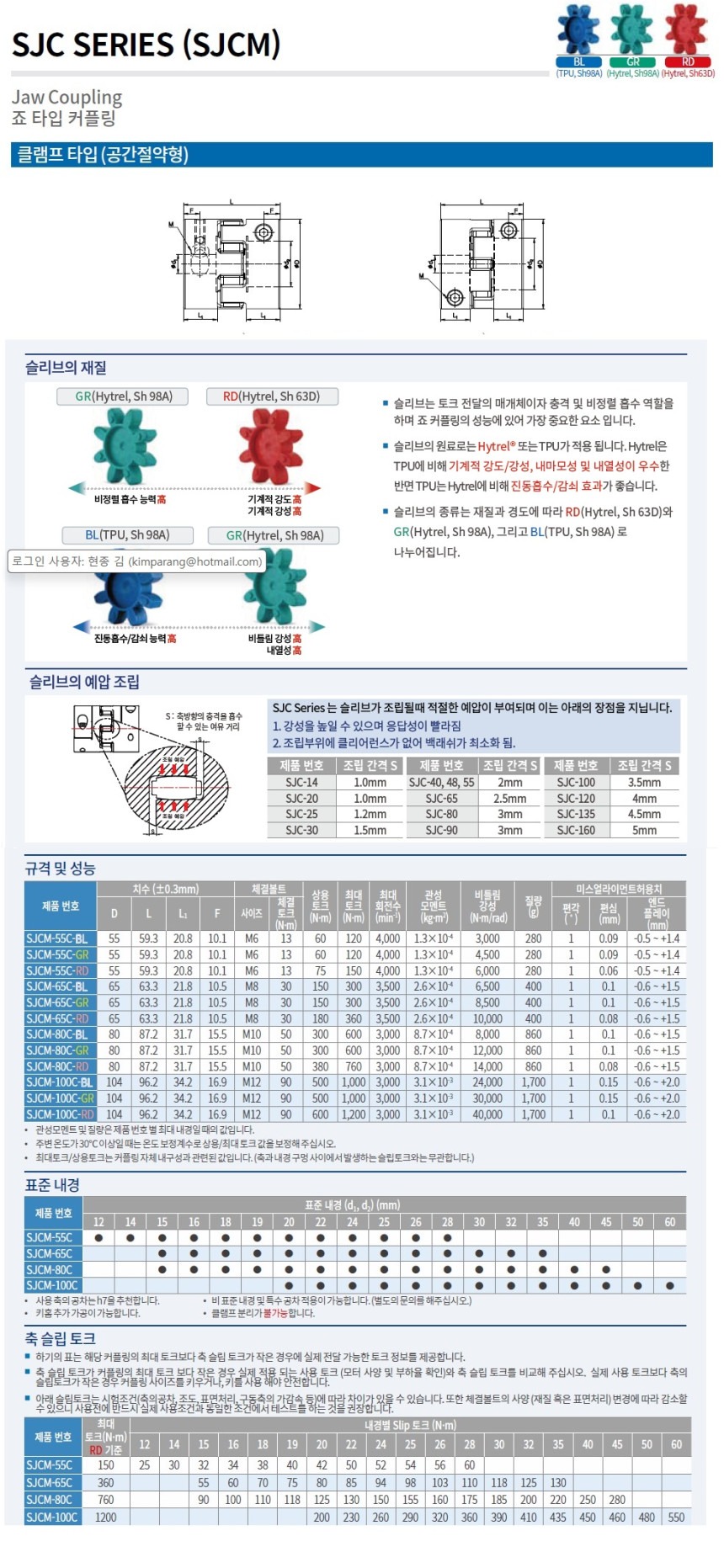 성일기공 SJCM-55C 죠커플링 클램프타입 공간절약형 국산 카플링 공작기계 커플러 : 베어링웍스