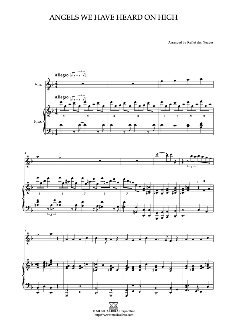 [DUET 악보] Angels We Have Heard on High 편곡 악보 - 바이올린, 피아노 실내악 앙상블 ...