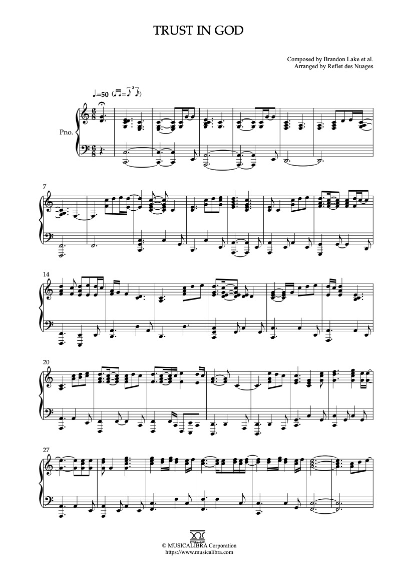 [PIANO SOLO SHEET MUSIC] Trust in God : MUSICALIBRA
