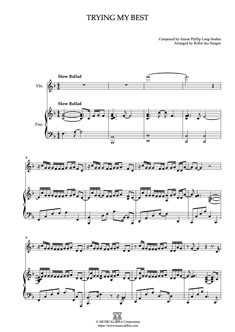 [DUET SHEET MUSIC] Trying My Best - Violin and Piano Chamber Ensemble ...
