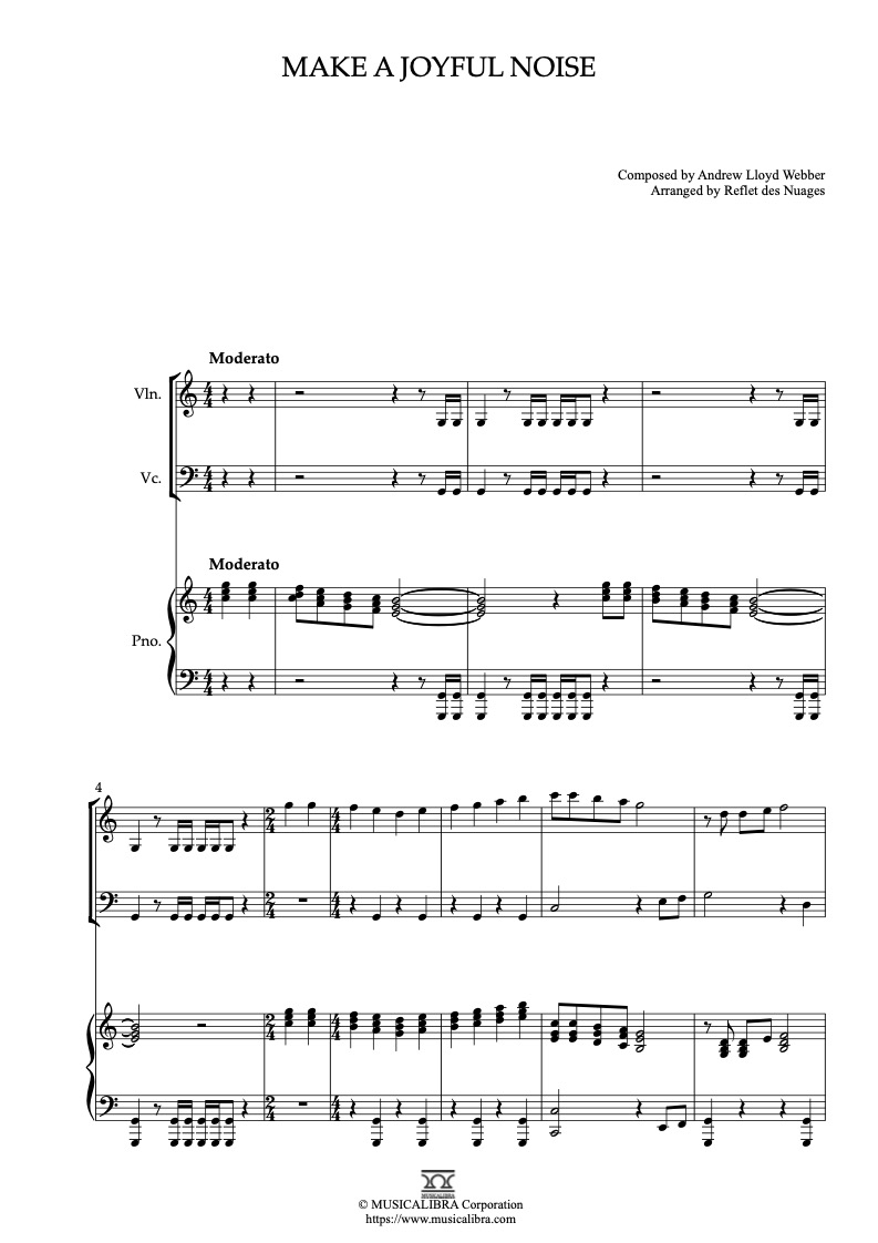 [TRIO SHEET MUSIC] Make a Joyful Noise - Violin, Cello and Piano ...