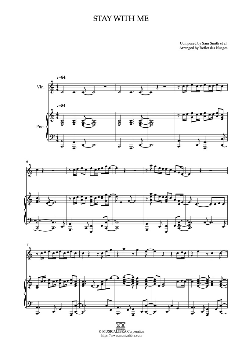 [DUET SHEET MUSIC] Stay With Me - Violin and Piano Chamber Ensemble ...
