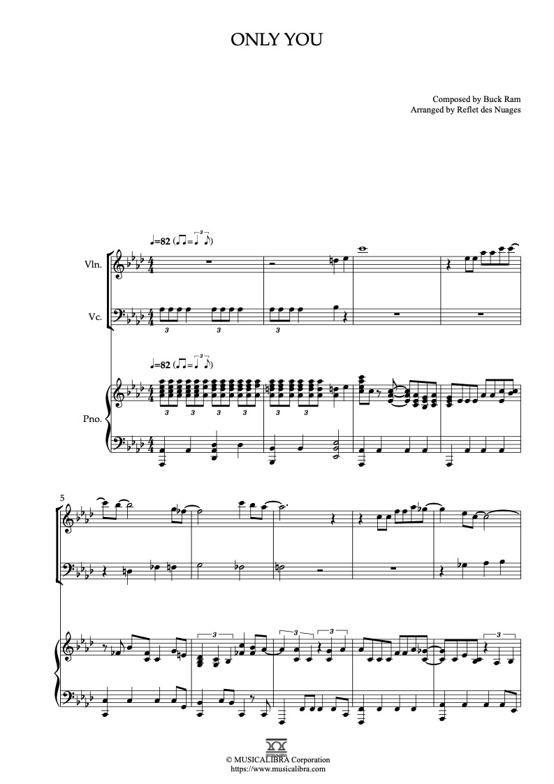[TRIO SHEET MUSIC] Only You - Violin, Cello and Piano Chamber Ensemble ...
