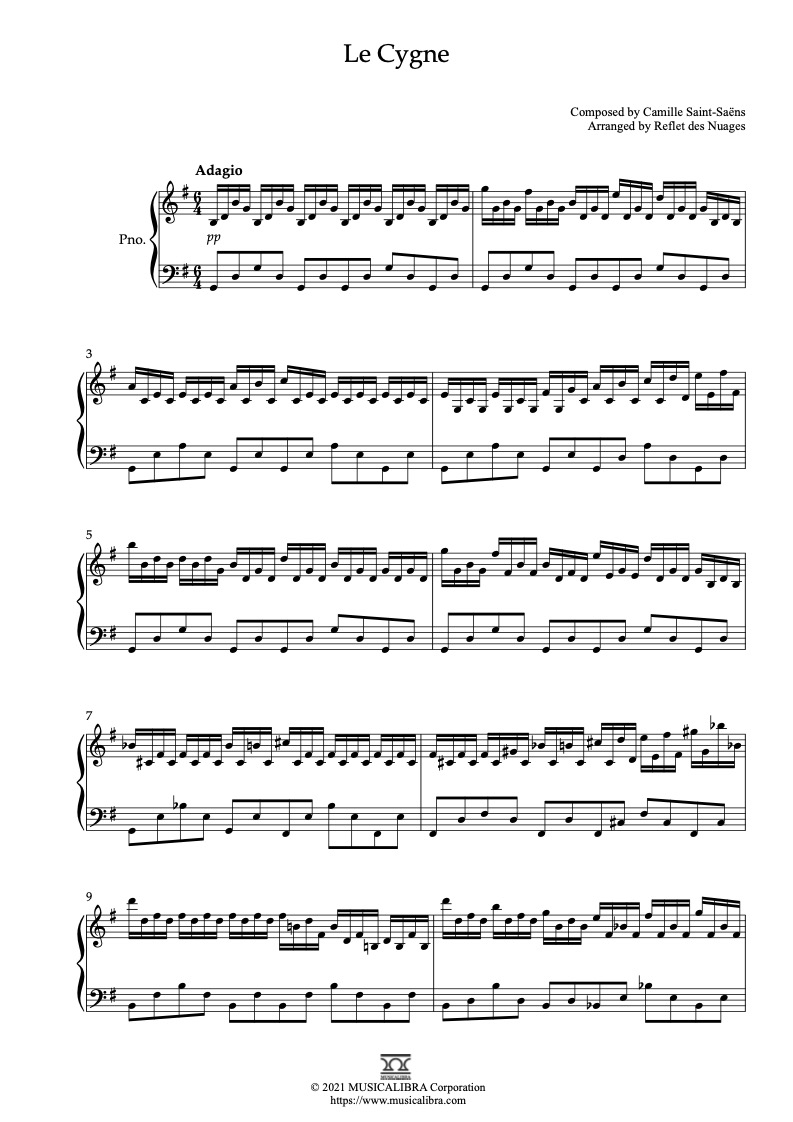 [PIANO SOLO SHEET MUSIC] Le Cygne : MUSICALIBRA