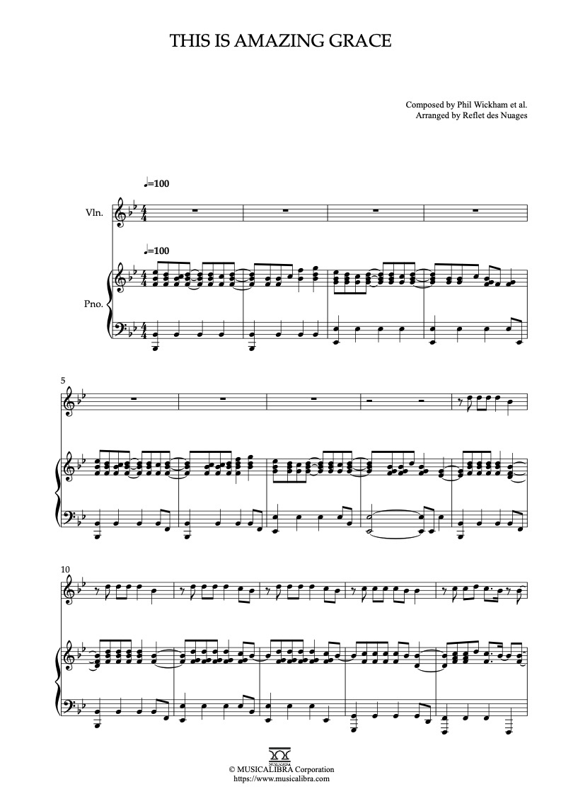 [DUET SHEET MUSIC] This Is Amazing Grace - Violin and Piano Chamber ...