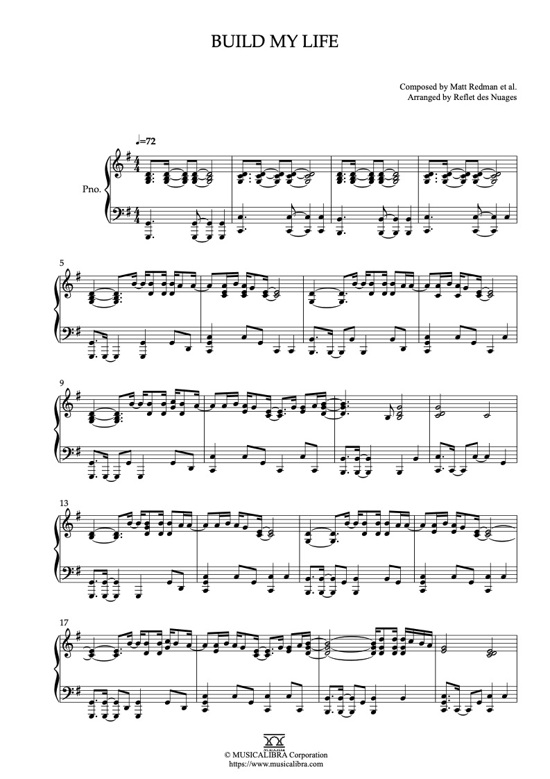 [PIANO SOLO SHEET MUSIC] Build My Life : MUSICALIBRA