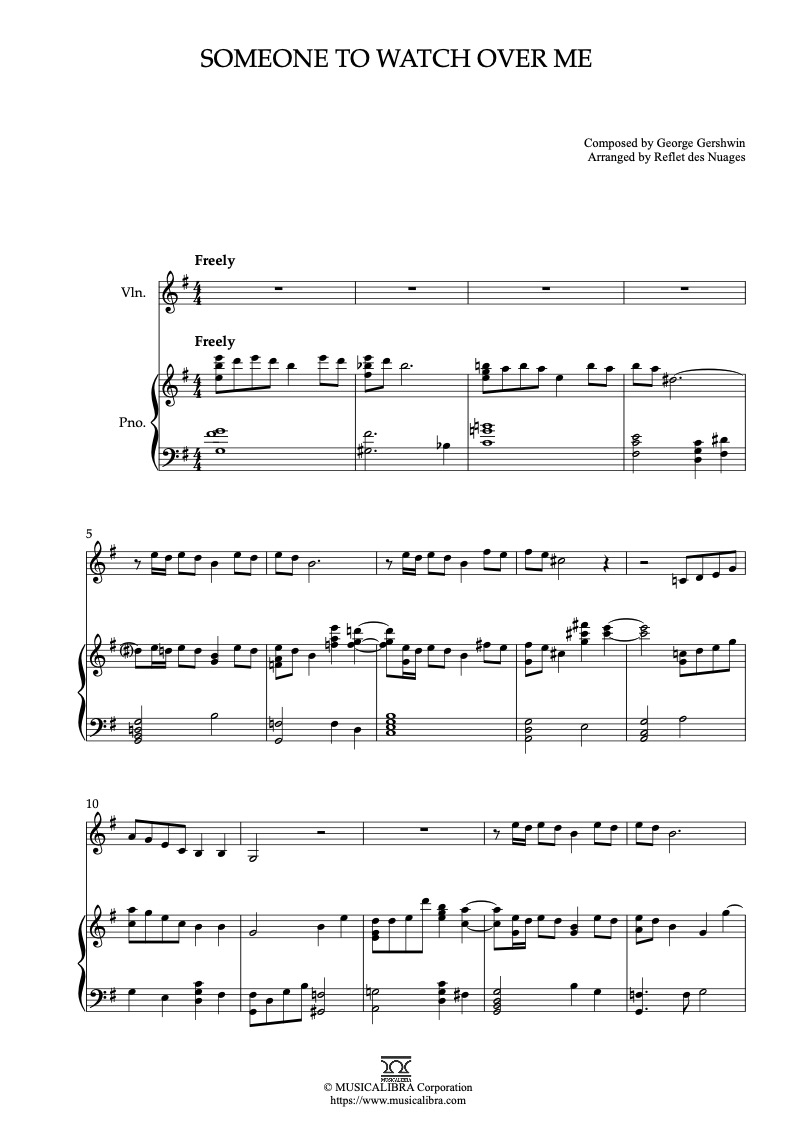 [DUET 악보] Someone to Watch Over Me 편곡 악보 - 바이올린, 피아노 실내악 앙상블 ...