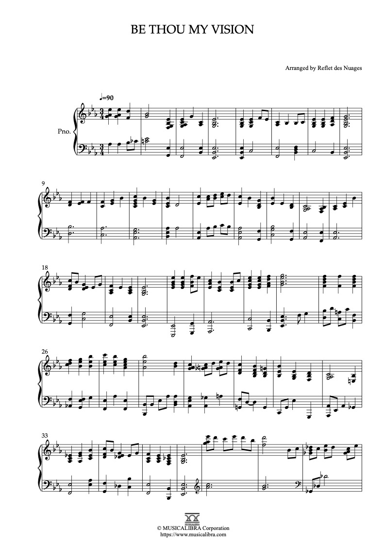 [PIANO SOLO SHEET MUSIC] Be Thou My Vision : MUSICALIBRA