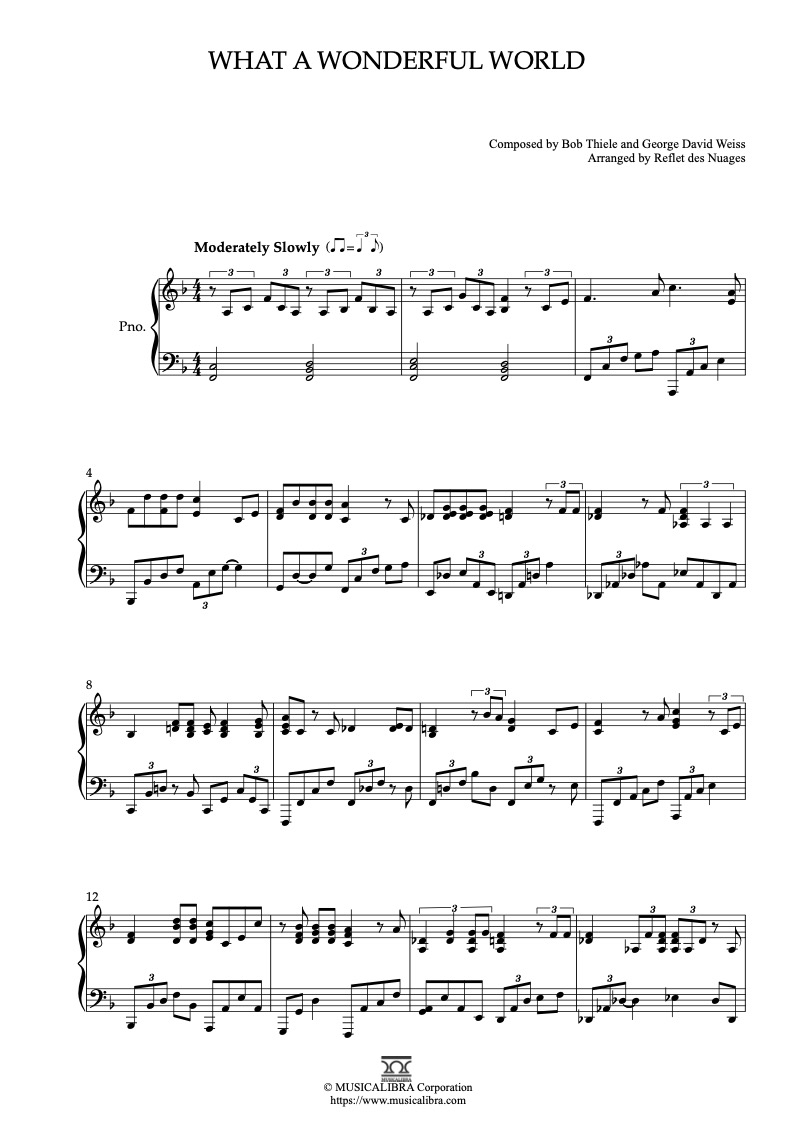 [PIANO SOLO 楽譜] What a Wonderful World ピアノ 編曲 楽譜 : MUSICALIBRA JAPAN