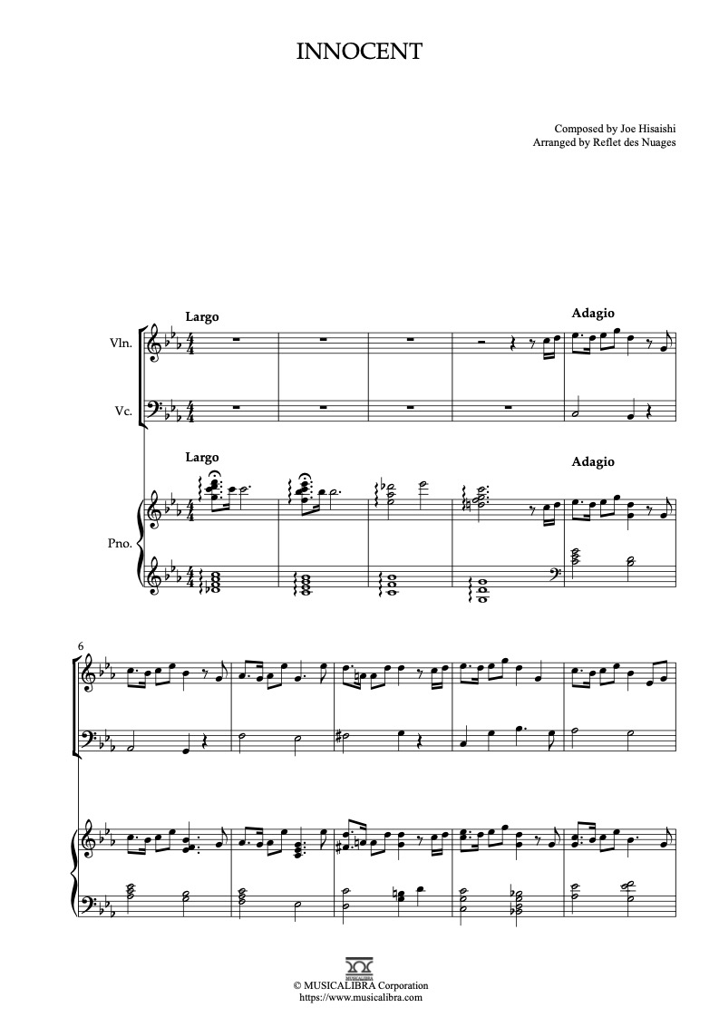 [TRIO SHEET MUSIC] Innocent(Castle in the Sky) - Violin, Cello and ...