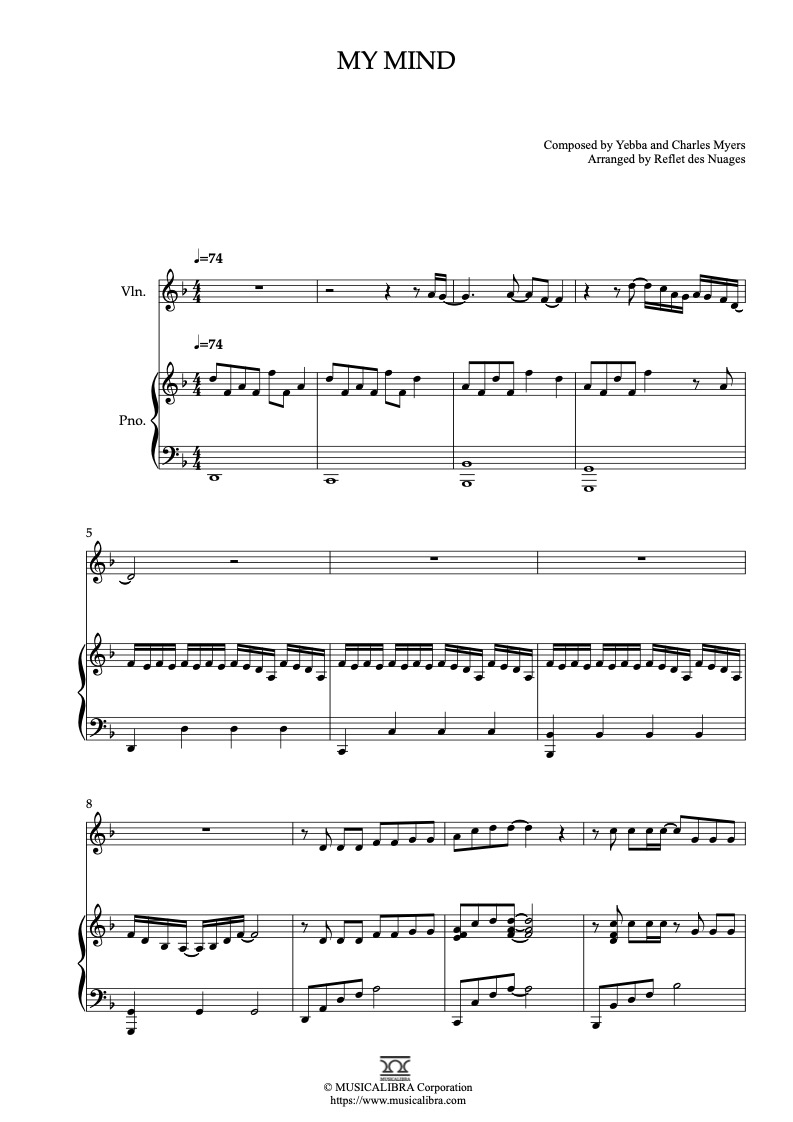 [DUET SHEET MUSIC] My Mind - Violin and Piano Chamber Ensemble ...