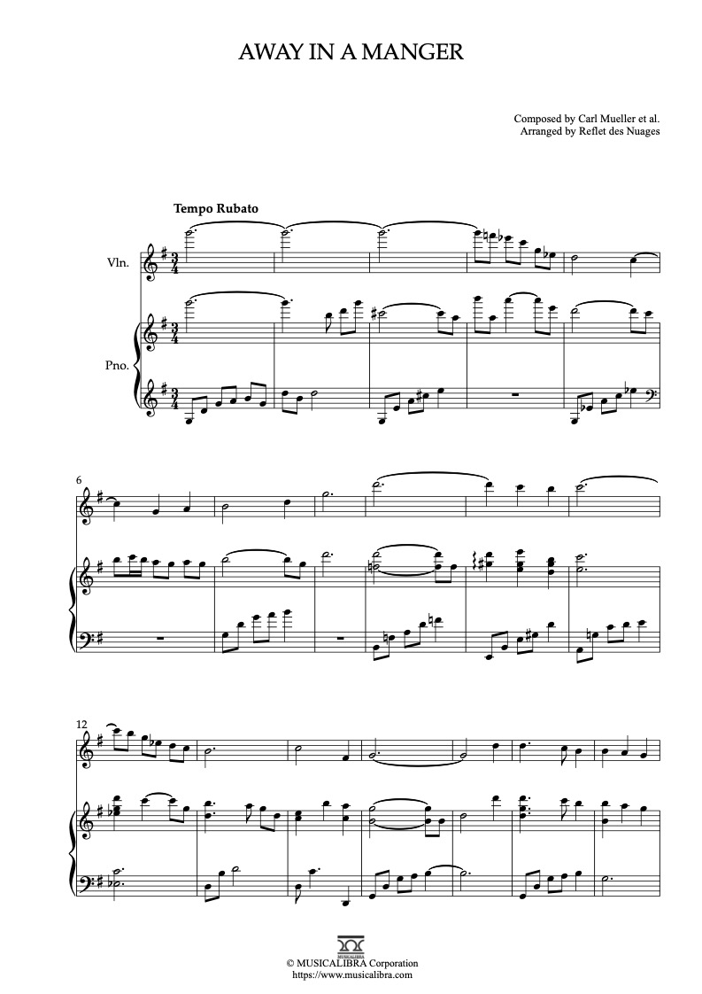 [DUET SHEET MUSIC] Away in a Manger - Violin and Piano Chamber Ensemble ...