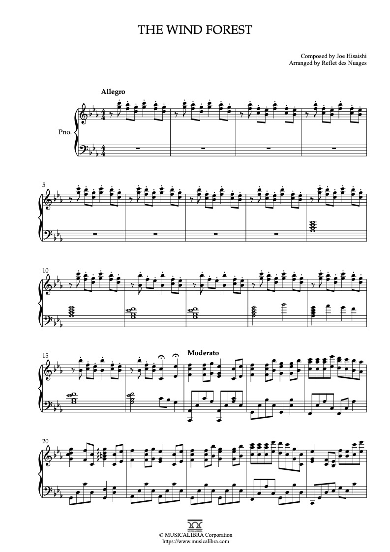 [PIANO SOLO 악보] The Wind Forest 피아노 편곡 악보 : Musicalibra Korea