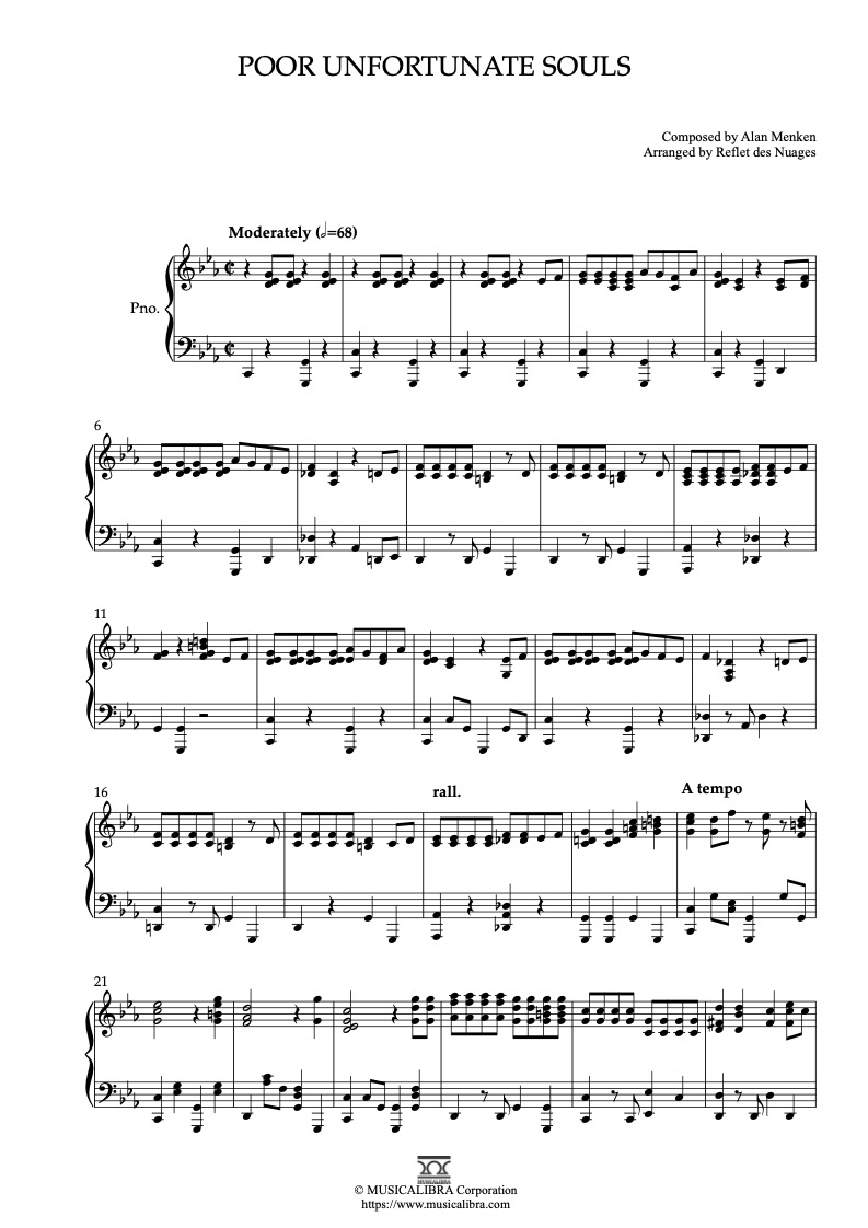 [PIANO SOLO SHEET MUSIC] Poor Unfortunate Souls : MUSICALIBRA