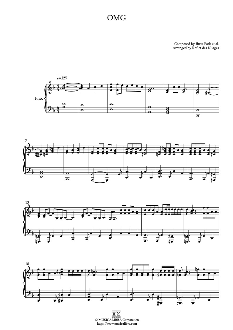 [PIANO SOLO SHEET MUSIC] OMG(NewJeans) : MUSICALIBRA