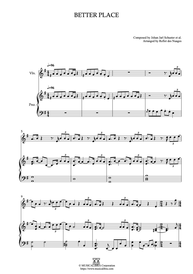 [DUET SHEET MUSIC] Better Place - Violin and Piano Chamber Ensemble ...
