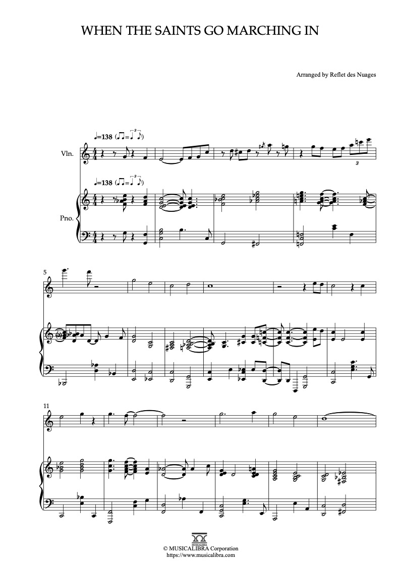 [DUET SHEET MUSIC] When the Saints Go Marching In - Violin and Piano ...