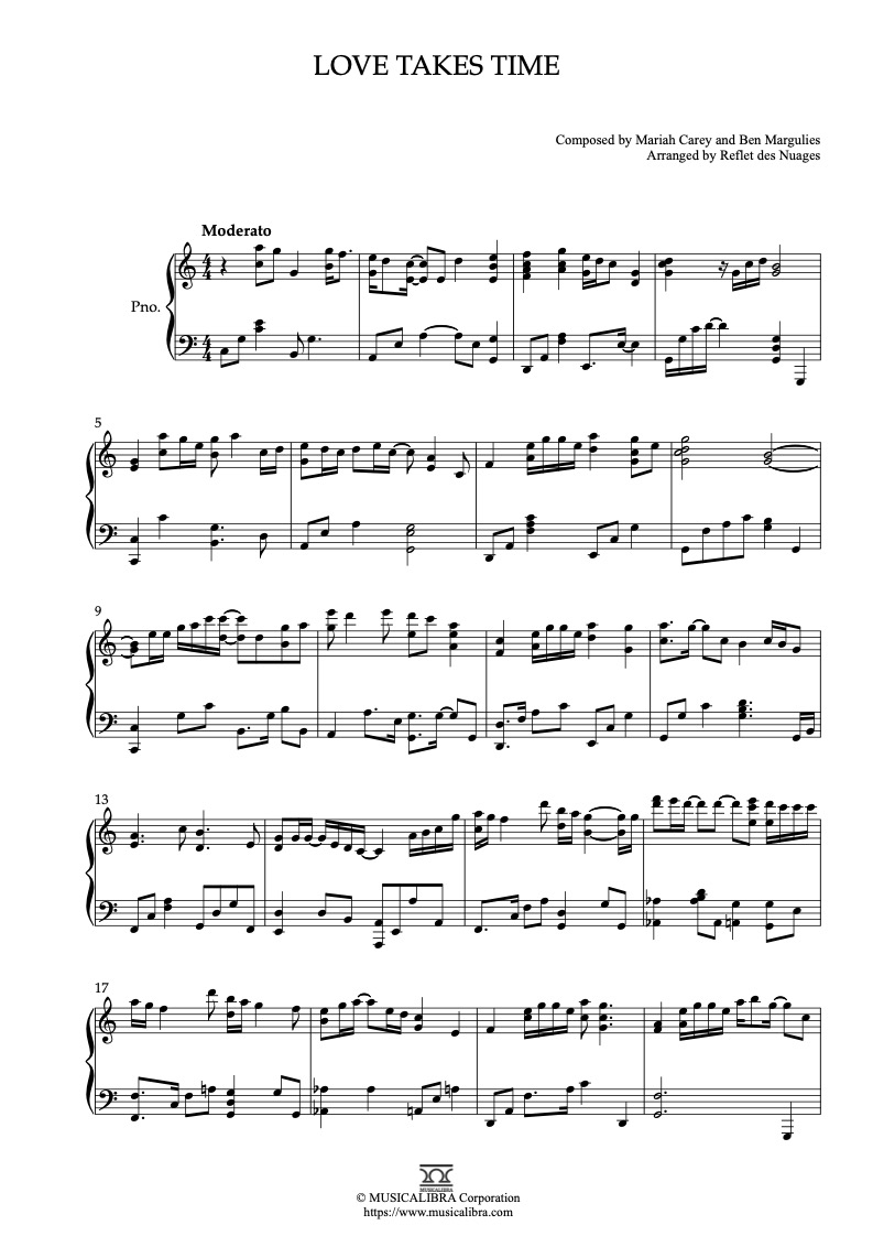 [PIANO SOLO SHEET MUSIC] Love Takes Time : MUSICALIBRA