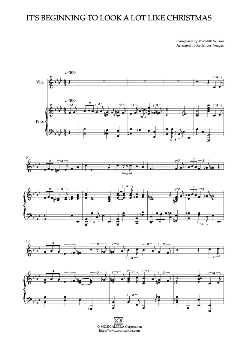 [DUET 楽譜] It's Beginning to Look a Lot Like Christmas - ヴァイオリン、ピアノデュエット ...