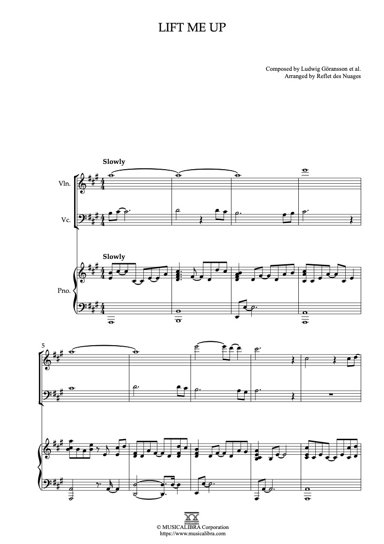 [TRIO SHEET MUSIC] Lift Me Up - Violin, Cello and Piano Chamber ...