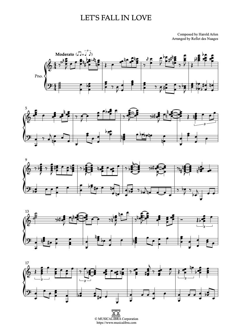 [PIANO SOLO SHEET MUSIC] Let's Fall in Love : MUSICALIBRA