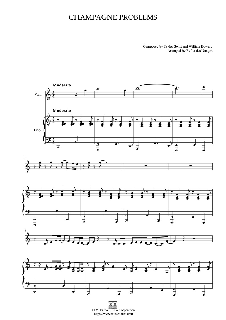 [DUET SHEET MUSIC] champagne problems - Violin and Piano Chamber ...