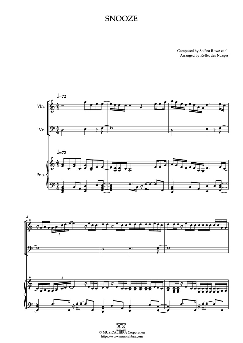 [PIANO SOLO SHEET MUSIC] Snooze : MUSICALIBRA
